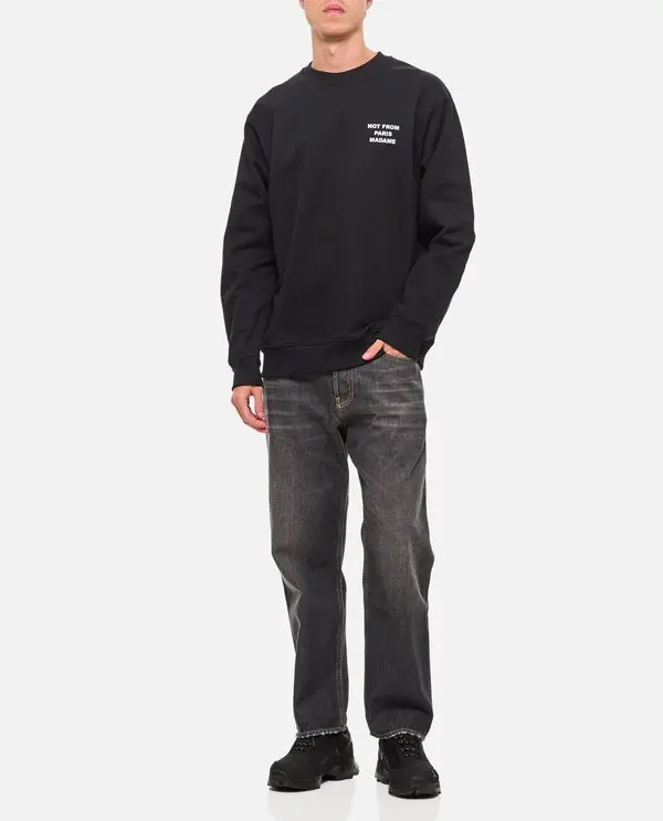 Drole De Monsieur Slogan Crewneck Sweatshirt - Black