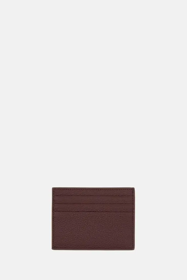 Thom Browne Porta Carte Pelle Soft Pebble Grain - Rosso