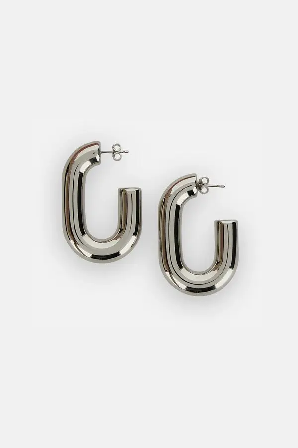 Rabanne Xl Link Hoop Earrings - Argento