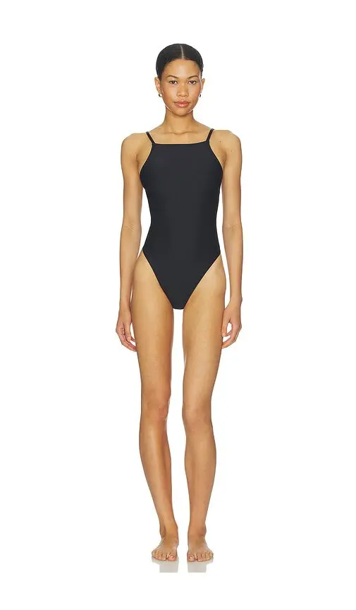 SKIMS Iconic Swim High Neck One Piece - Obsidian