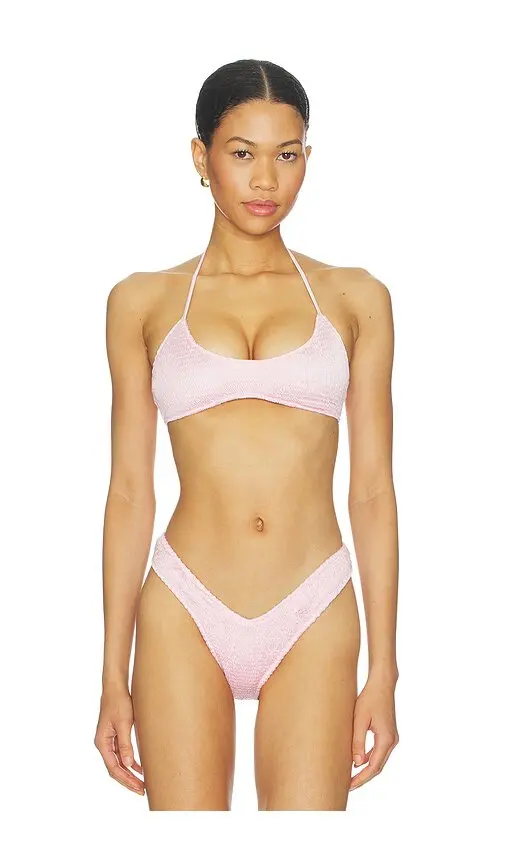 SKIMS Satin Swim Smocked Bikini Top - Cherry Blossom