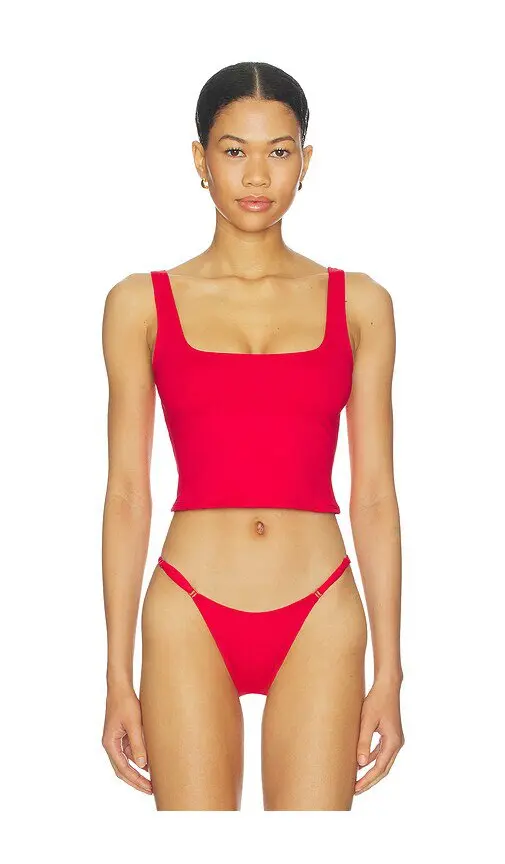 SKIMS Iconic Swim Tank Bikini Top - Carmine