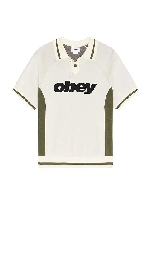 Obey Sport Knitted Polo In Cream