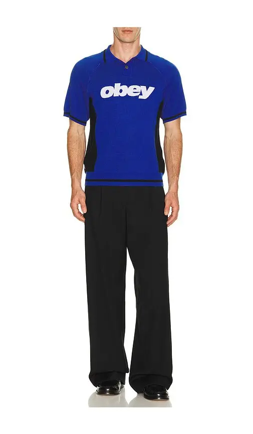 Obey Sport Knitted Polo In Royal
