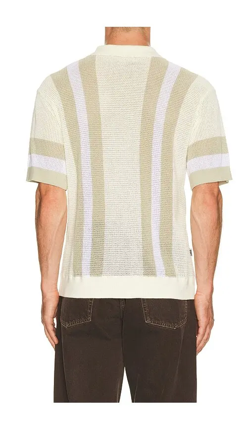 Obey Seth Knitted Polo In Cream,olive