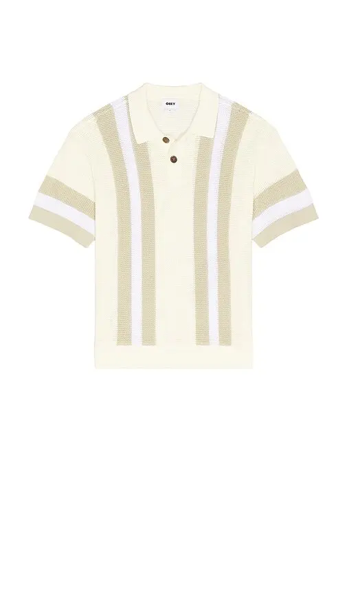 Obey Seth Knitted Polo In Cream,olive