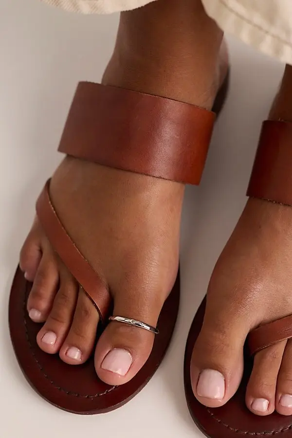 BRENDA GRANDS X Big Toe Ring With Stone Accents - Silver/sage