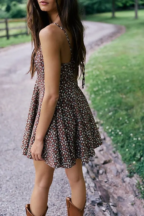Free People Tan Lines Printed Mini Dress - Brown Combo