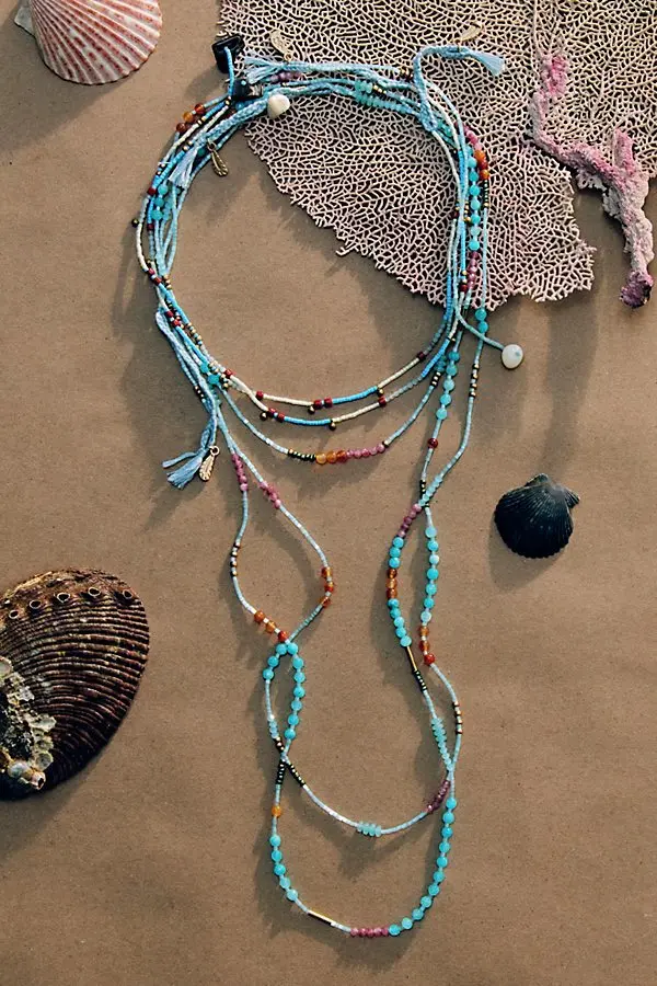 Free People Muse Semi-precious Beaded Necklace - Amazonite