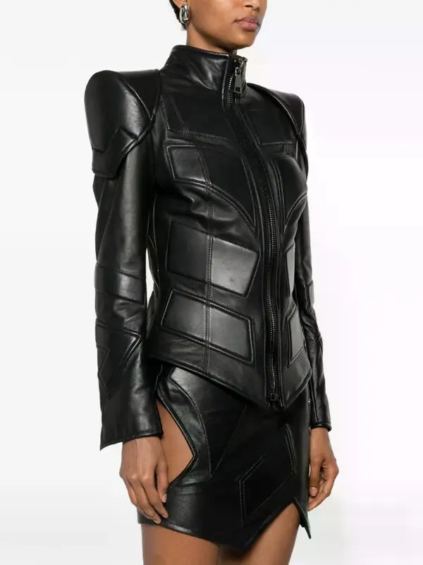 MITILIANE COUTURE Geometric Panelled Leather Jacket
