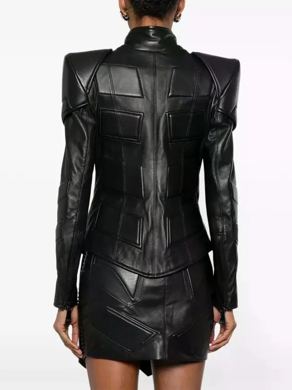 MITILIANE COUTURE Geometric Panelled Leather Jacket