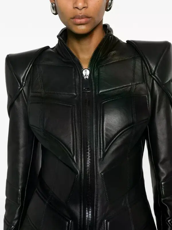MITILIANE COUTURE Geometric Panelled Leather Jacket