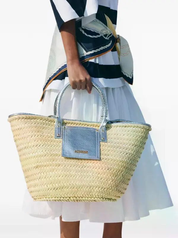Jacquemus Le Panier Soli Woven Bucket Bag - Silver