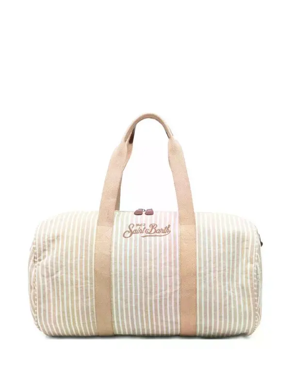 MC2 SAINT BARTH Jet Leg Striped Embroidered Logo Holdall - Neutrals