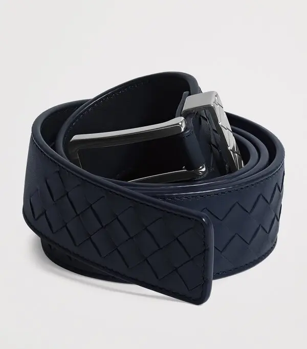 Bottega Veneta Intrecciato Leather Loop Belt - Blue