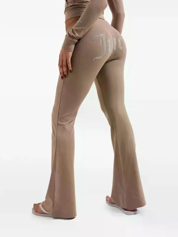 Juicy Couture Beige Diamanté Logo Flared Trousers