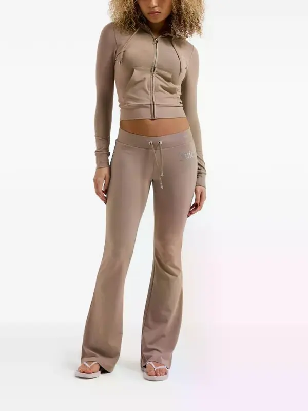 Juicy Couture Beige Diamanté Logo Flared Trousers