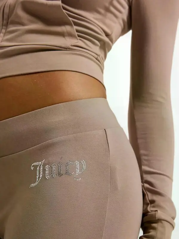 Juicy Couture Beige Diamanté Logo Flared Trousers
