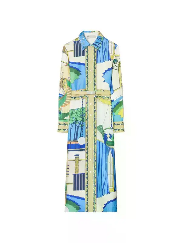 Tory Burch Printed Silk Twill Shirtdress