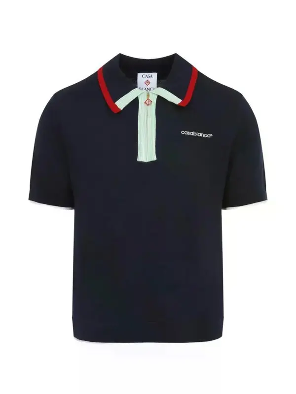 Casablanca Zip-fastening Logo-embroidered Polo Shirt - Blue