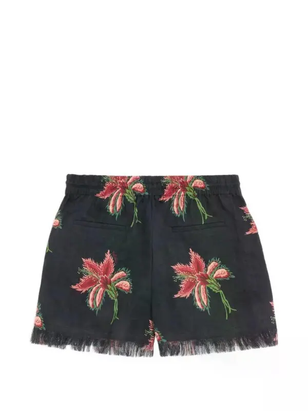 Valentino Garavani Papier Floral Linen Shorts