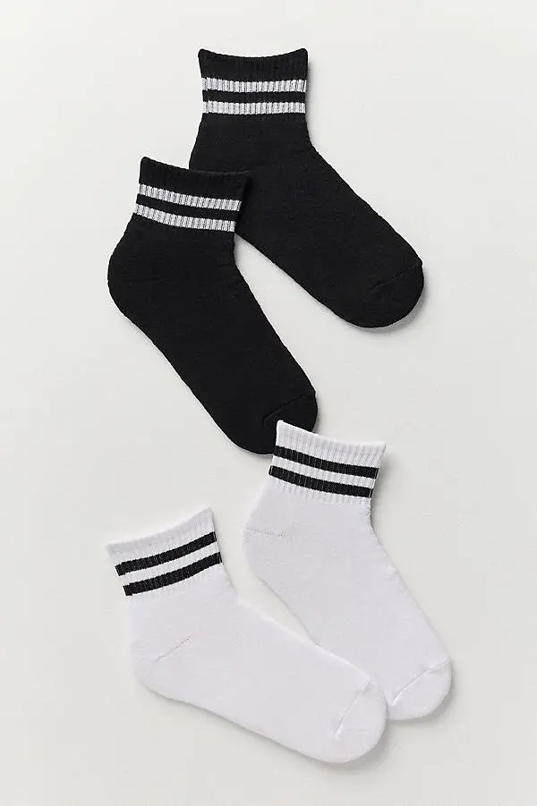 Anthropologie Double Stripe Sporty Socks - Black/white