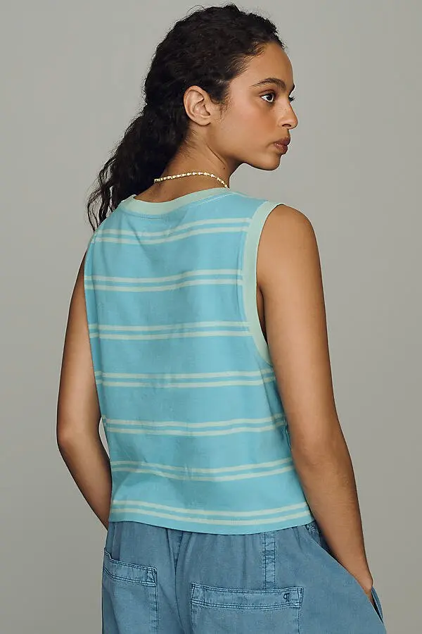 DAILY PRACTICE Crew Tank Top - Blue Pattern