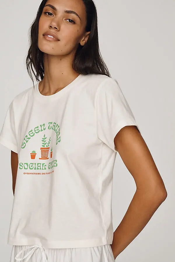 Maeve Evelyn Perfect Cotton Graphic T-shirt - Ivory