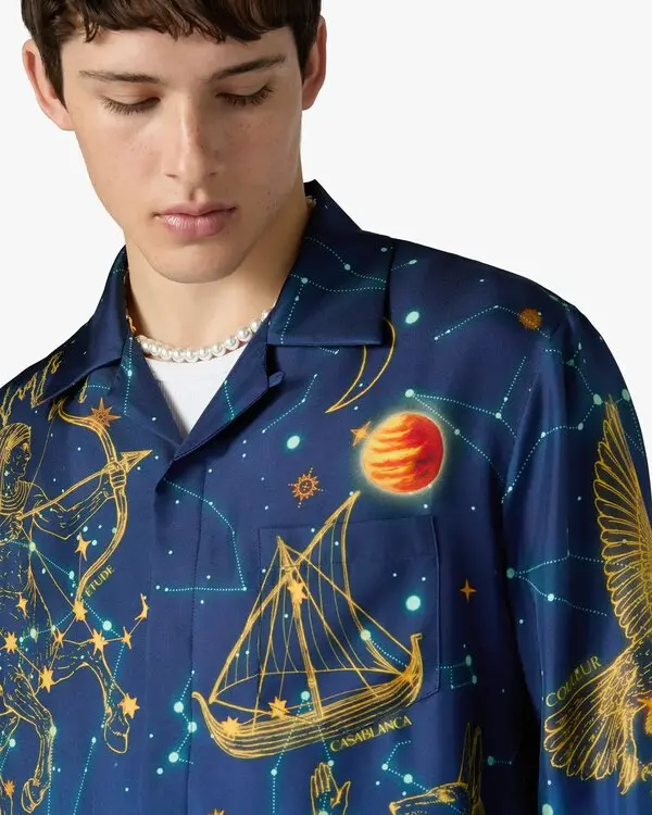 Casablanca Astrology Long Sleeve Silk Shirt