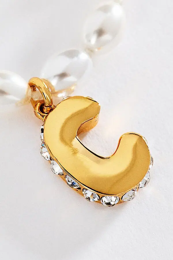 Anthropologie Pearl Initial Pendant Necklace - C