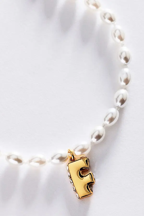 Anthropologie Pearl Initial Pendant Necklace - F