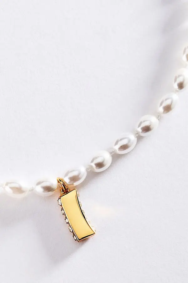Anthropologie Pearl Initial Pendant Necklace - I