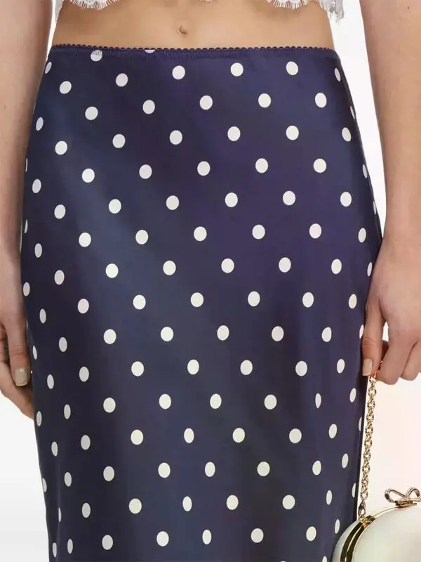 SELF-PORTRAIT Polka-dot Lace-trim Skirt - Blue
