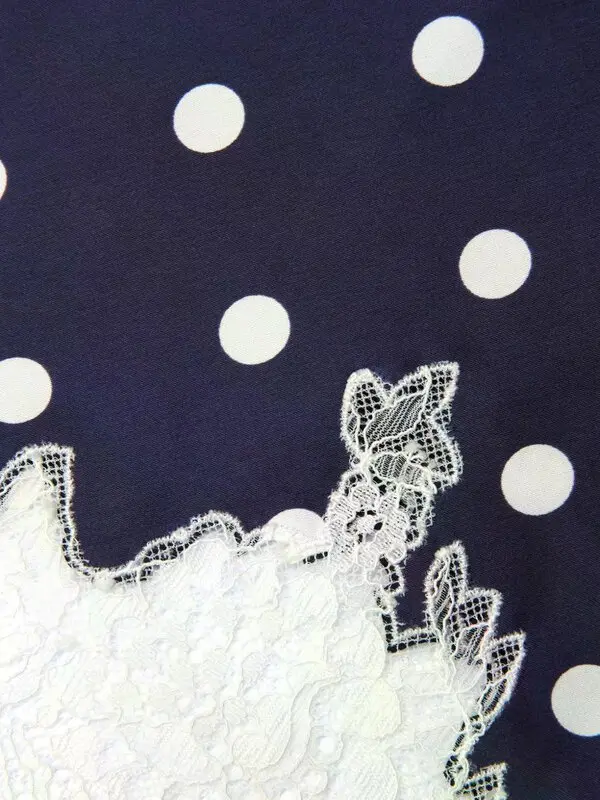 SELF-PORTRAIT Polka-dot Lace-trim Skirt - Blue