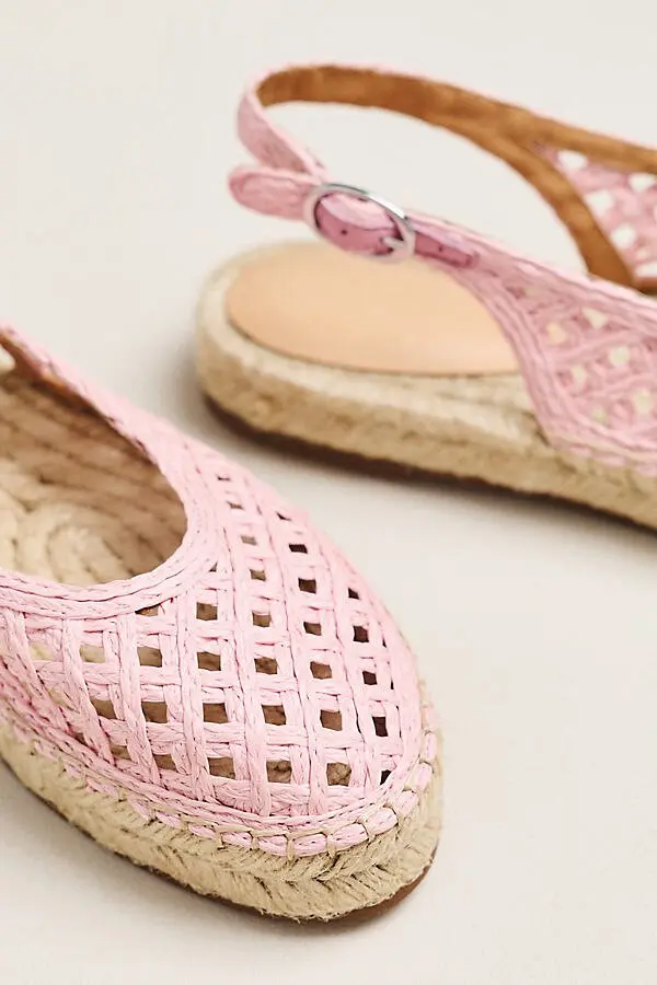 BIBI LOU Woven Raffia Slingback Espadrilles - Pink