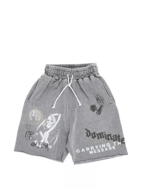 PALY Graphic Print Raw Edge Shorts