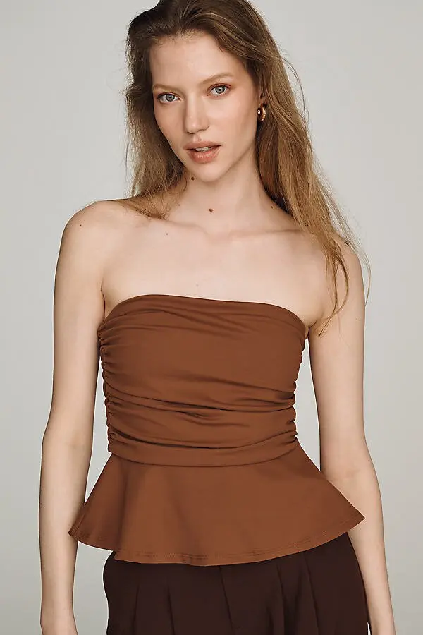 Susana Monaco Flared Tube Top - Brown