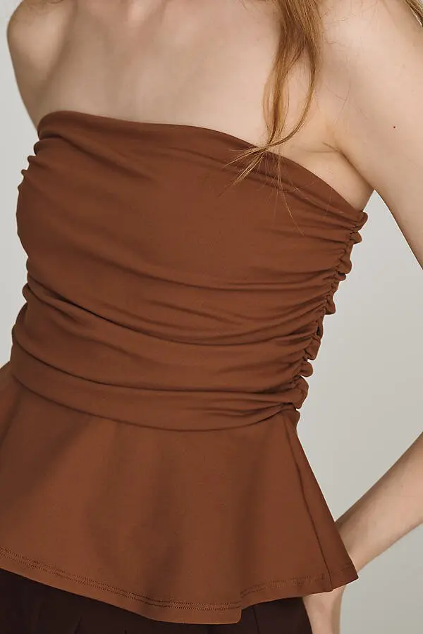 Susana Monaco Flared Tube Top - Brown