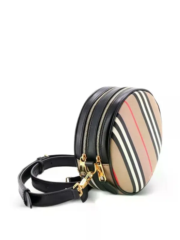 Burberry Louise Round Bag Icon Stripe E-canvas Belt Bag - Brown