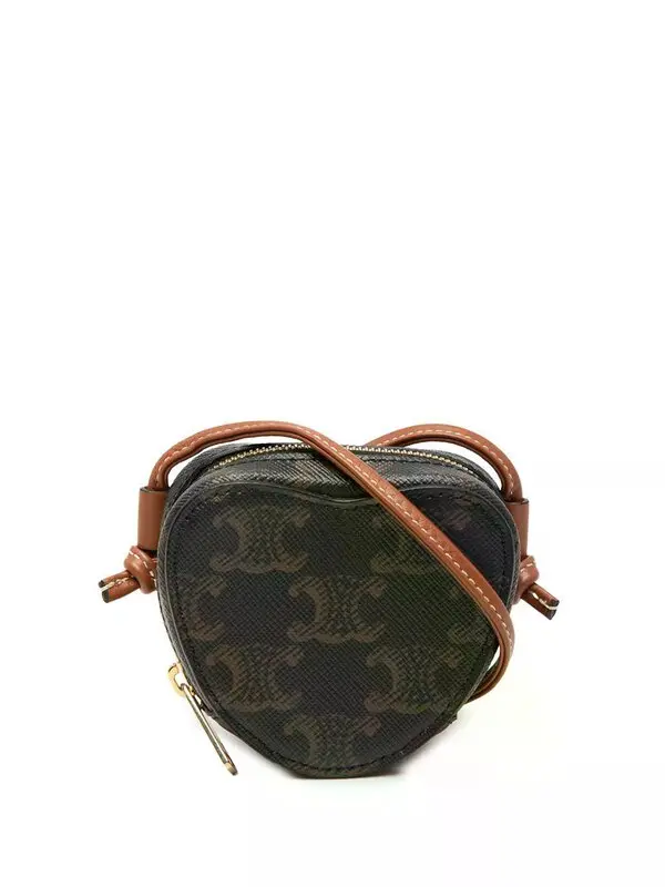Celine Micro Triomphe Coated Canvas Heart Crossbody Bag - Brown