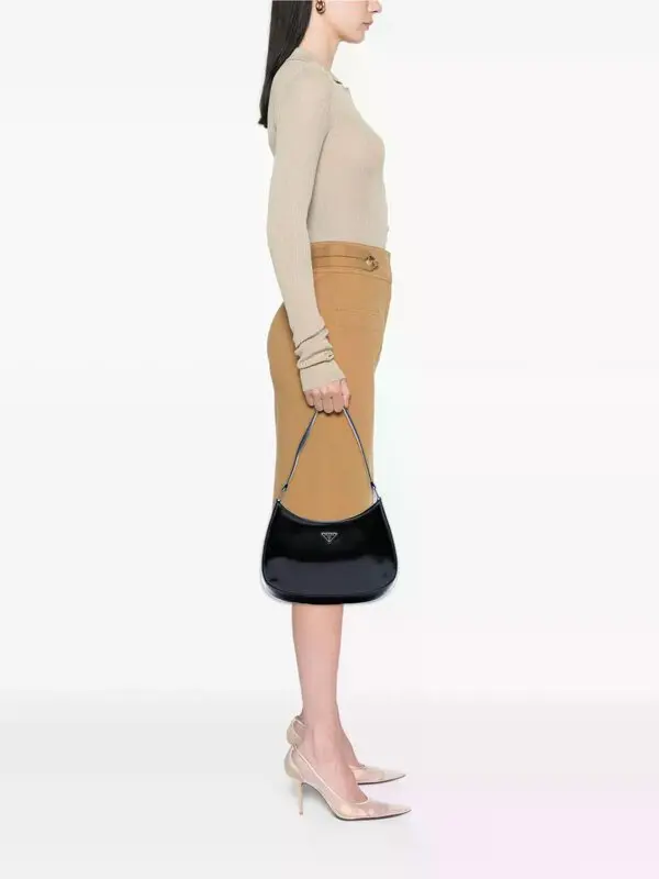 Prada Spazzolato Leather Cleo Shoulder Bag