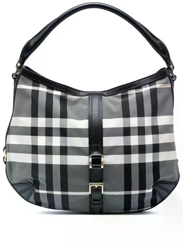 Burberry Check Nylon Grafton Hobo Bag - Grey