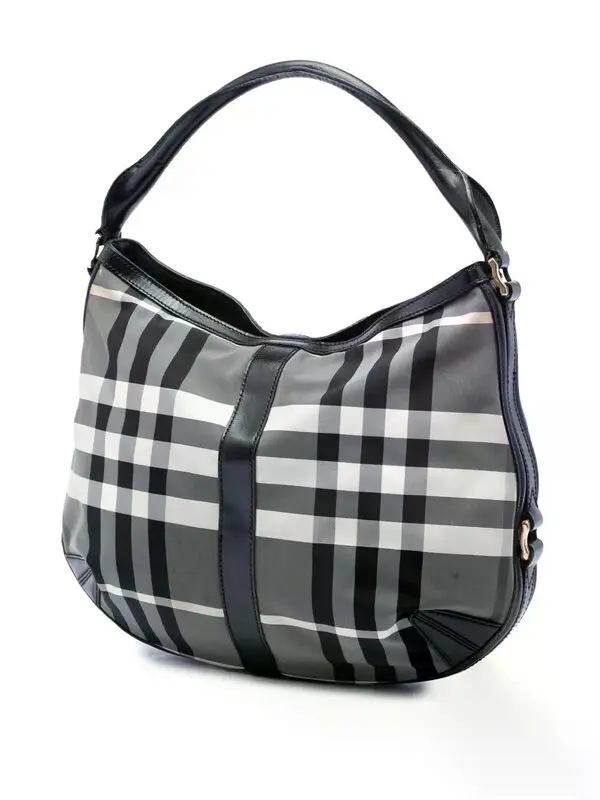 Burberry Check Nylon Grafton Hobo Bag - Grey