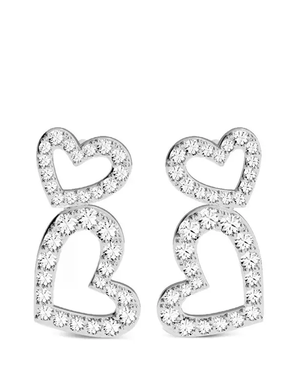 APM MONACO Double Hearts Crystal-embellished Earrings - Silver
