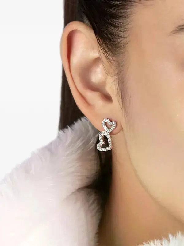 APM MONACO Double Hearts Crystal-embellished Earrings