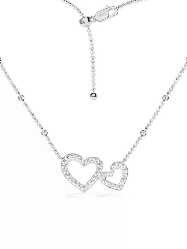 APM MONACO Double-heart Crystal-embellished Necklace - Silver