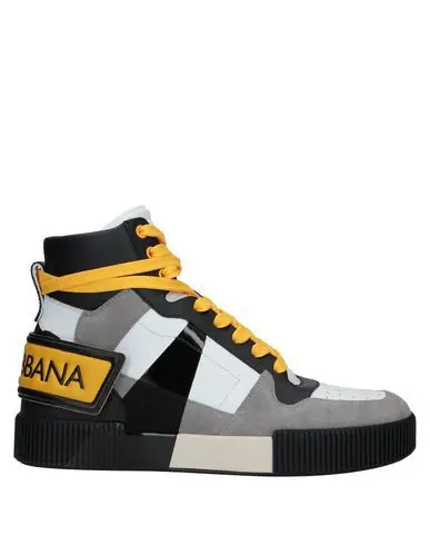 Dolce & Gabbana Calfskin Leather And Suede High Top Sneakers - White