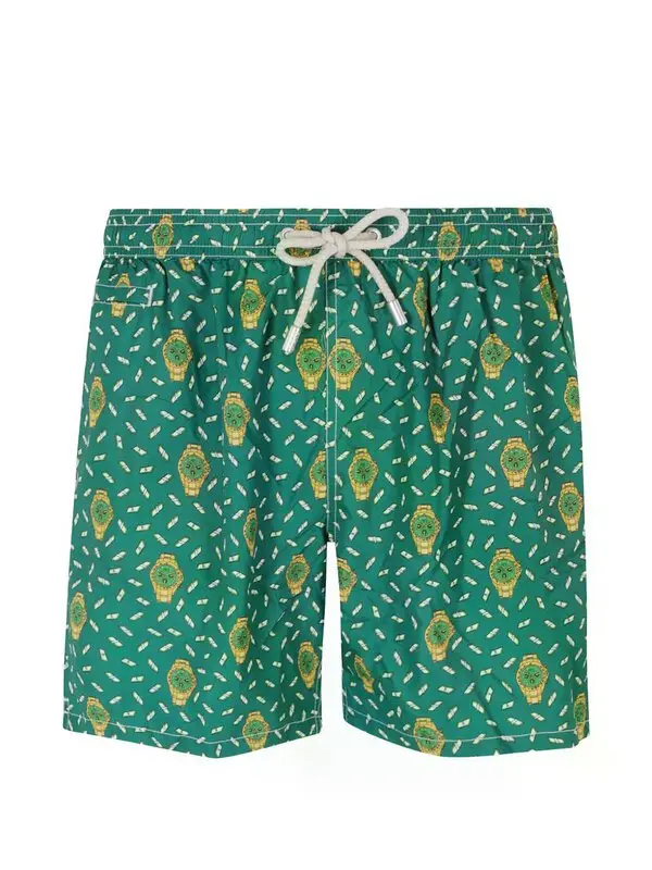MC2 SAINT BARTH Micro Watch Print Swim Shorts - Green