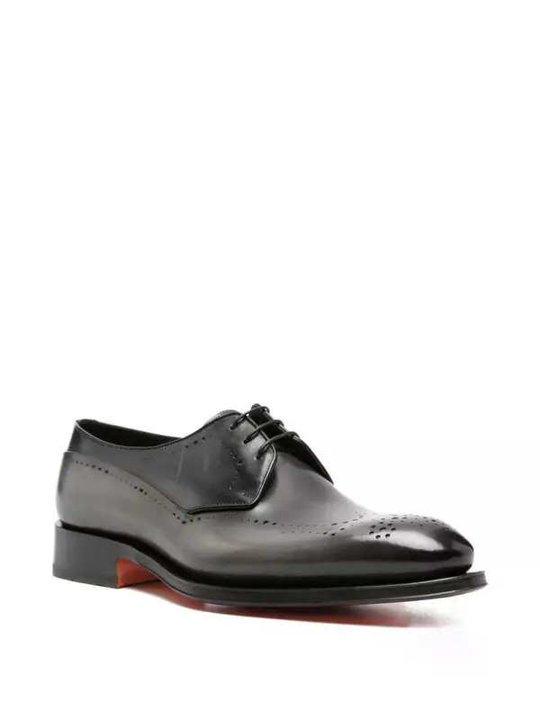Santoni Brogue Detail Leather Derby Shoes