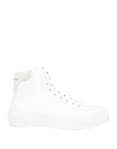 Alexander McQueen High-top Sneakers In Leather And Textile Fibers - White